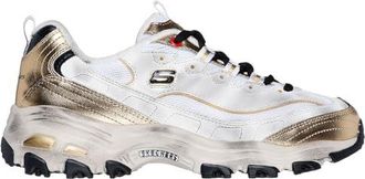 Skechers Baskets Tendance DLites Biggest Fan pour Femme, Or Blanc, Noir, 37.5 EU