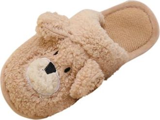 Generic Pantoufles pelucheuses pour femme - Motif ours mignon - Pantoufles dintérieur pelucheuses avec polaire en peluche - Sliders antidérapants pour lhiver 