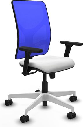 Piqueras y Crespo B&uuml;rostuhl mit 3D-Armlehnen, h&ouml;henverstellbare Lendenwirbelst&uuml;tze, ausgestattet mit 3 Positionen und Schneideschaum, Blau/Wei&szlig;