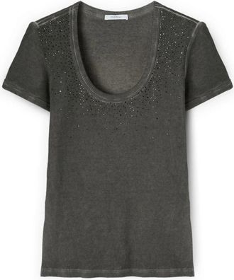 Motivi Femme, Tops, Gris, Taille: 38 FR T-shirt Orn&eacute; de Strass