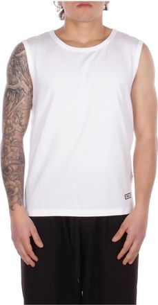 GCDS Gcds, Homme, Tops, Blanc, Taille: S Canotta Logo frontale