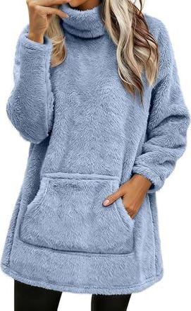 Generic Hauts dhiver pour femmes, sweatshirts britanniques pour femmes, couleur unie, haut surdimensionn&eacute;, col rond, manches longues, automne hiver, d&eacute;contrac