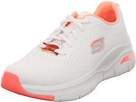 Skechers Baskets Arch Fit pour Femme, Bordure Rose en Maille Blanche, 39 EU