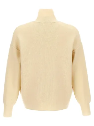 Maryya Wool Half-Zip Sweater - Cream