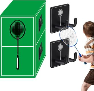 Generico Hook Badminton Racket Wand-Organizer aus Edelstahl mit Haken für Badmintonschläger, Wandschirm für Fitnessstudio und Garage