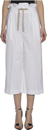 Dondup Femme, Pantalons, Blanc, Taille: 34 FR Wide Leg Cropped Pantalons