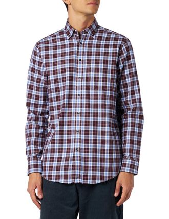 Seidensticker Herren Regular Fit Langarm Hemd, Dunkelrot, 41 EU