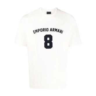Emporio Armani Homme, Tops, Blanc, Taille: S T-shirt Logo Brod&eacute;