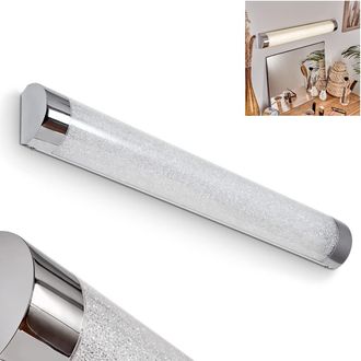 HOFSTEIN LED Spiegelleuchte Morges, Wandleuchte aus Metall/Kunststoff in Chromfarben/Wei&szlig; m. Glitzer-Optik, Spiegellampe ideal f&uuml;r Badezimmer, Schminklicht, 10