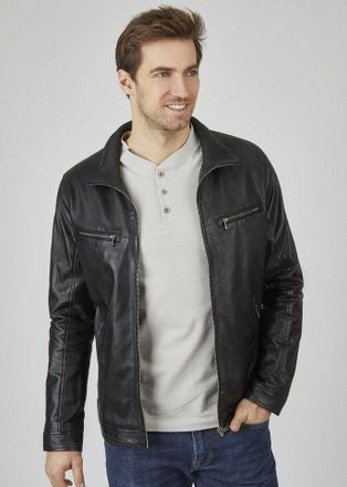 Bugatti Lederjacke BUAURELIO (1-St) mit Ärmelriegeln und Reißverschlusstaschen