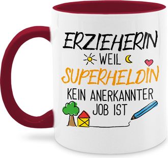 Shirtracer Tasse Tassen 325ml - Erzieherin Superheldin - 325 ml - Bordeauxrot - geschenk f&uuml;r erzieher abschiedsgeschenk erzieherinnen kita kaffeetasse geschenke 