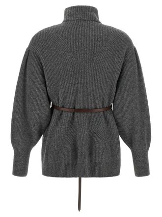 Brunello Cucinelli Ribbed Knit Chevron Cardigan - Gray