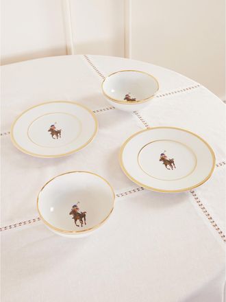 Ralph Lauren Home Set Deux Bols Et Deux Petites Assiettes En Porcelaine Plaqu&eacute;e Or Lunar - Multicolore