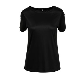 Fay Schwarzes Jersey Bootshals Kurzarm - - Tops - Damen - Schwarzk - M