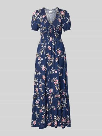 Apricot Maxikleid aus Viskose mit V-Ausschnitt