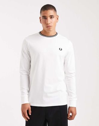 Fred Perry T-shirt à manches longues avec double liseré - Blanc