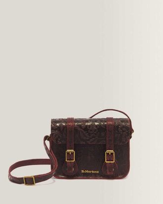 Dr. Martens Floral Emboss Crazy Horse Leder Umh&auml;ngetasche Xx Cm in Rot