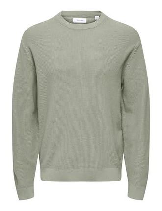 Only & Sons Homme Onstony DS 12 Waffle Crew Knit Pull en Tricot, Fer Forg&eacute;, XL EU
