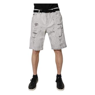 Dolce & Gabbana Hellgraue- zerrissene Denim Bermuda Shorts - - Shorts - Herren - Grau - 3XL