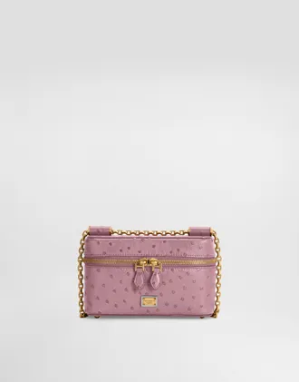Dolce & Gabbana Sicily Small Shoulder Bag In Polished Ostrich Leather - Frau Schulter- Und Umh&auml;ngetaschen Pink Onesize