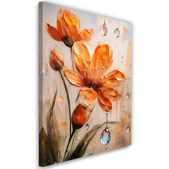 Feeby Wandbild - Wohnzimmer Modern Deko - Lilie Orange Blume - 30x45 1tlg - Bilder Leinwand - Bild auf Leinwand Schlafzimmer - Leinwandbilder f&uuml;r die Wand -