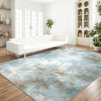 Generic Tapis de Salon Chambre Salle &agrave; Manger Adulte Bureau Design Rayures Simples Et Us&eacute;es Poil Court Fin Doux L&eacute;ger R&eacute;sistant 160 x 230 cm, Gris Clair