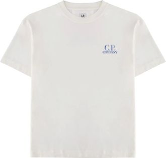 C.P. Company C.p. Company, Homme, Tops, Blanc, Taille: 2XL T-Shirt Confort Logo en Jersey 30/1