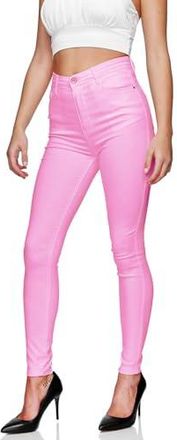 Glamexx24 Jean pour femme, taille haute, skinny, stretch, coupe ajustée, pour le printemps, lété, lautomne, lhiver, toutes les saisons, Rose clair., XL