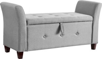 Home Discount Home Discount - Seville Stauraum Ottoman Sitzbank Bettdecke Kiste Flur Schlafzimmer Truhe, Hellgrau-Leinen