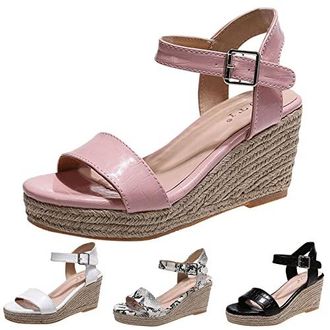 Generic Sandales &agrave; lani&egrave;res pour femme avec talon argent&eacute; - Sandales d&eacute;t&eacute; hautes - Sandales compens&eacute;es antid&eacute;rapantes - Sandales compens&eacute;es &agrave; lani&egrave;res &eacute;l&eacute;gant