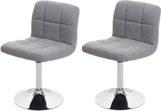 Hhg Neuwertig] 2er-Set Esszimmerstuhl Cadiz, Küchenstuhl Stuhl, Stoff/Textil Chrom drehbar MVG-zertifiziert hellgrau