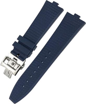 Generic Konvexe Fluorkautschuk-Uhrenarmbänder 24 x 7 mm, passend für Schnellwechselvorrichtungen aus Übersee, blau, schwarz, orangefarbenes Armband