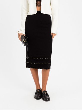 Twinset Jupe midi slim fit en maille avec clous et taille haute