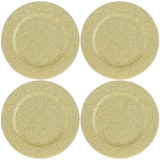 Com-Four 4x assiettes de pr&eacute;sentation - soucoupes monochromes scintillantes r&eacute;utilisables comme d&eacute;corations de table - assiettes d&eacute;coratives pour mariages, f&ecirc;t