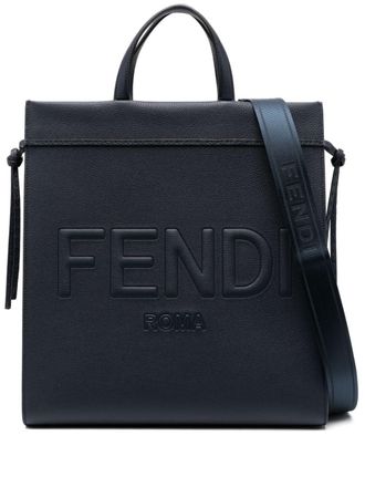 Fendi sac cabas Go To médium en cuir - Bleu