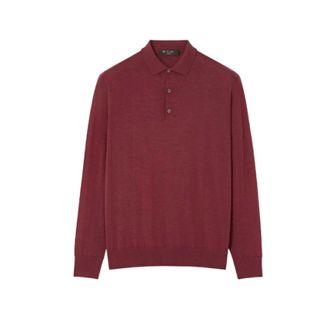Loro Piana Homme, Pulls, Rouge, Taille: 2XL Polo Rouge Vin Prune