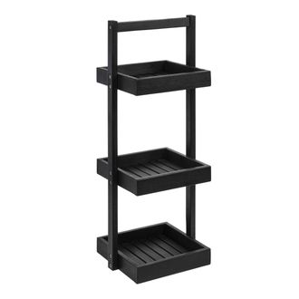 Happimess SHF1001B Tilly 76,2 cm klassisches, rustikales 3-st&ouml;ckiges Akazienholz, freistehendes Badezimmer-Duschregal mit Griff, Ablage f&uuml;r Bad, B&uuml;ro, K&uuml;che, Sc