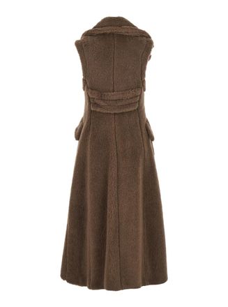 Max Mara Womens Brown Sleeveless Coat With Wide Lapels Alpaca