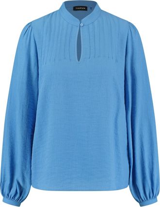 Taifun Damen Bluse mit Biesenplastron Ballonärmel, Langarm, Manschetten unifarben Clear Sky 34