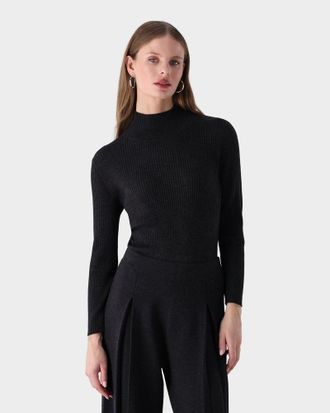 van Laack Gerippter Stehkragen-Pullover aus ultrafeiner Merinowolle