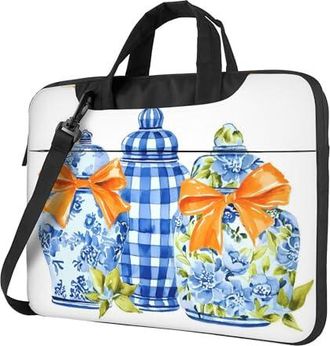 Generic Sacoche de protection pour ordinateur portable de 15,6 avec bandouli&egrave;re et noeud orange pour ordinateur portable de 15,6, housse de protection portabl