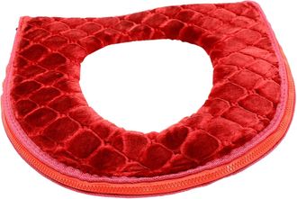 Lurrose Verdicktes Wc Sitzkissen Aus Weichem Pl&uuml;sch Mit Rei&szlig;verschluss Universelle Toilettensitzauflage F&uuml;r Jahreszeiten Warme Badezimmer Auflage in Rot