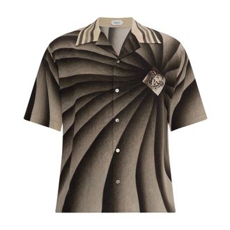 Versace Chemise Manches Courtes en Soie - Homme - Chemises - Brun - Taille: XL