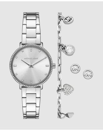 Michael Kors montre Pyper &agrave; deux aiguilles en acier inoxydable argent&eacute;