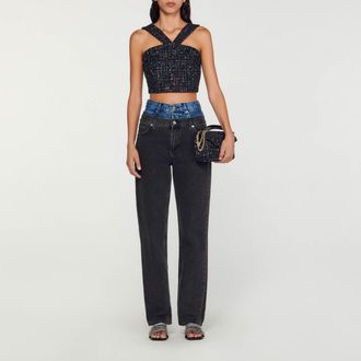 Sandro Bustier-Top aus Tweed