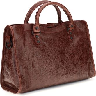 Balenciaga Womens Handbag Le City Medium Berry Red Leather Lambskin Handbags Hand Bags