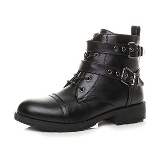 Ajvani Femmes plat petit talon lacer zipper combat arm&eacute;e bottes militaires bottines taille 6 39