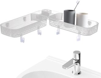 Generic Eckregal Für Das Badezimmer,Multifunktionaler Stabiler Ablaufhalter | Badezimmer Regale wandmontiert | Für Die Tägliche Spülenorganisation In Haushalt