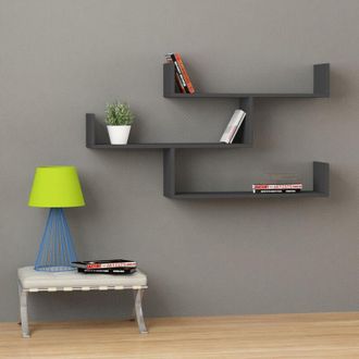 Decortie Decortie Tibet Biblioth&egrave;que murale moderne Meuble dexposition Gris anthracite L 119cm de large