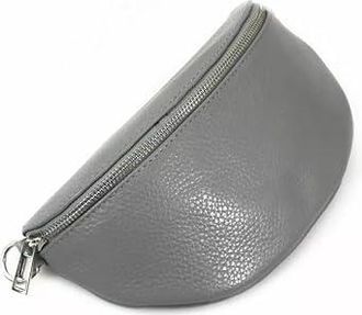 Generic VP105 Sac banane en cuir véritable pour femme Style italien, gris foncé, Medium
